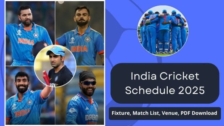 India Cricket Schedule 2025: Fixture, Match List, Venue, PDF Download
